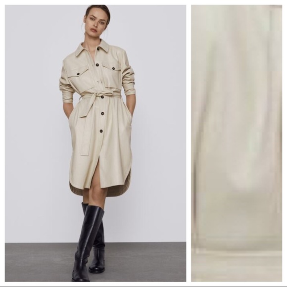 Zara | Jackets & Coats | Nwt Zara Sand Faux Leather Overshirt Size Xs ...
